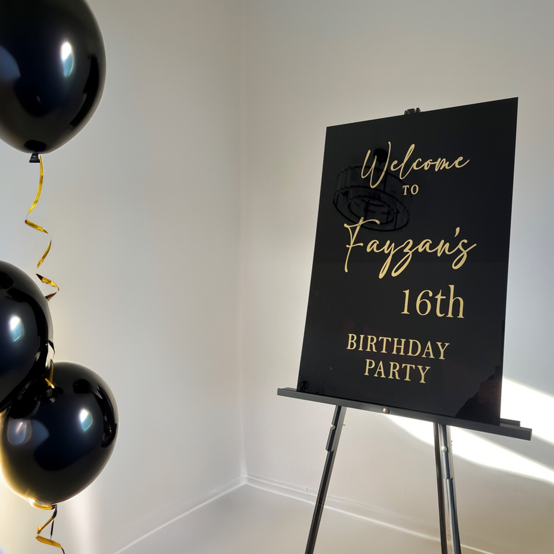 Black Gloss Acrylic Birthday Party Sign – ThePatchworkTree
